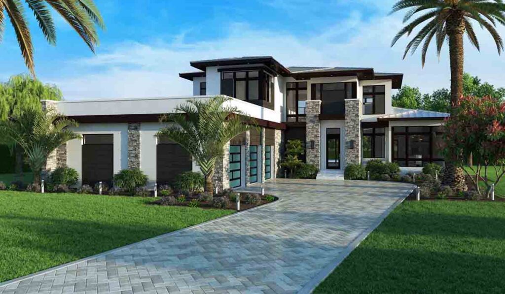 Contemporary Style House Plan - 5 Beds 5 and 2 1/2 Baths 7,621‌ Sq/Ft ...